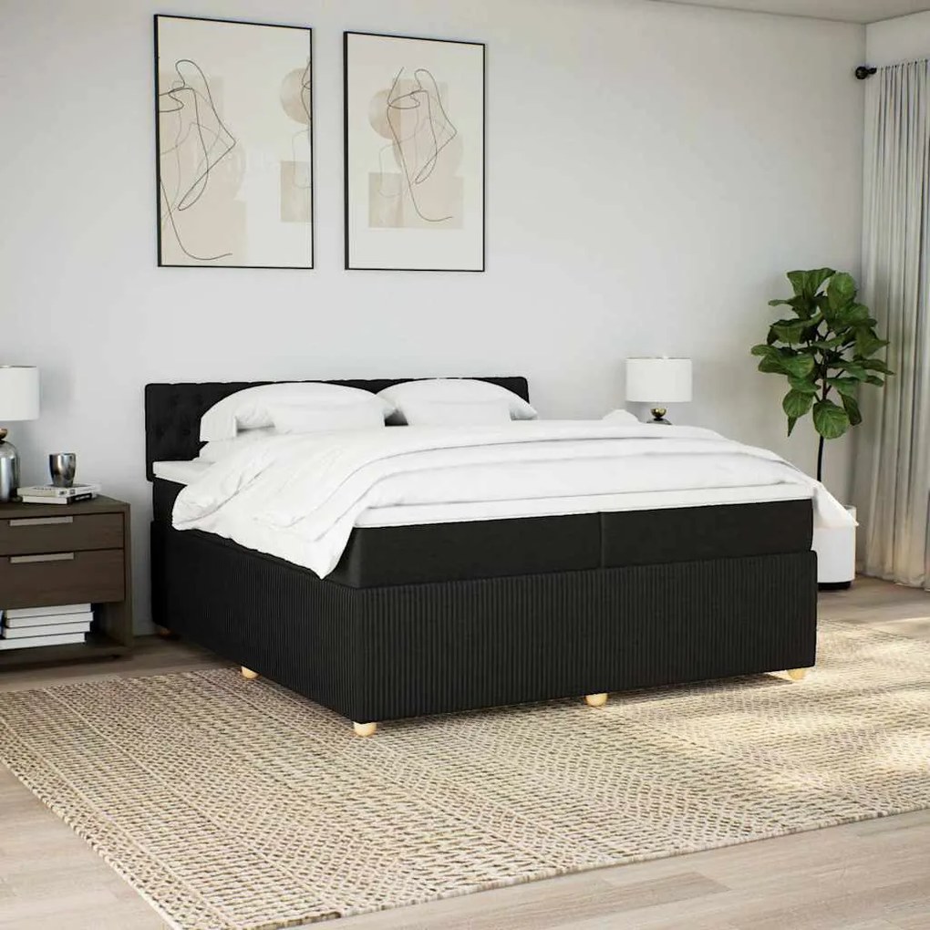 Box spring postel s matrací černá 200x200 cm textil 3289872