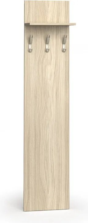 Věšáková stěna PRIMO WOOD, 3 háčky, police, léta svisle, dub přírodní