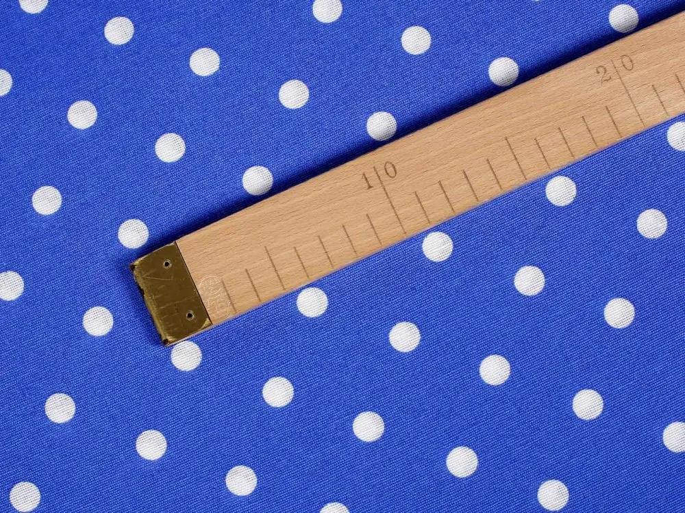 Biante Dekorační běhoun na stůl Leona LN-022 Bílé puntíky na sytě modrém 35x120 cm