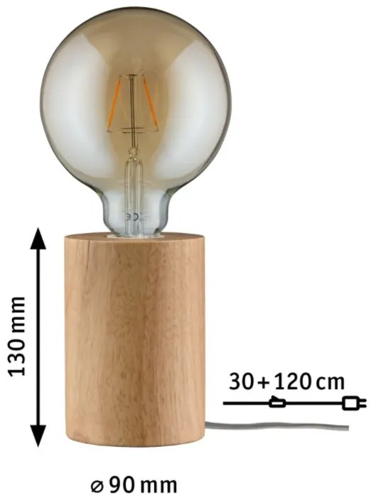 Paulmann 79640 Talin, stolní lampa ze dřeva, 1x20W E27, výška 13cm
