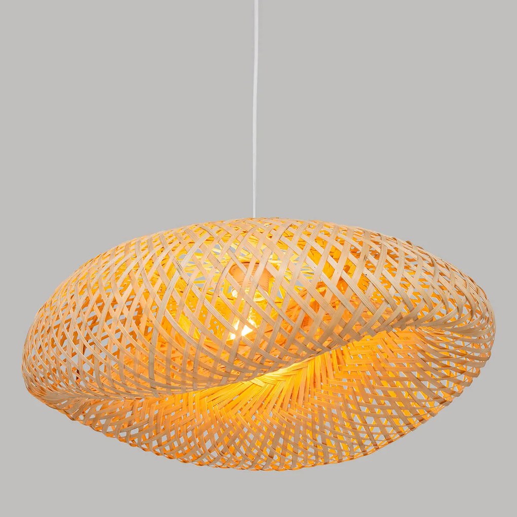 Závěsná lampa boho, určena nad stůl BEDDY, bambusová, 51 cm
