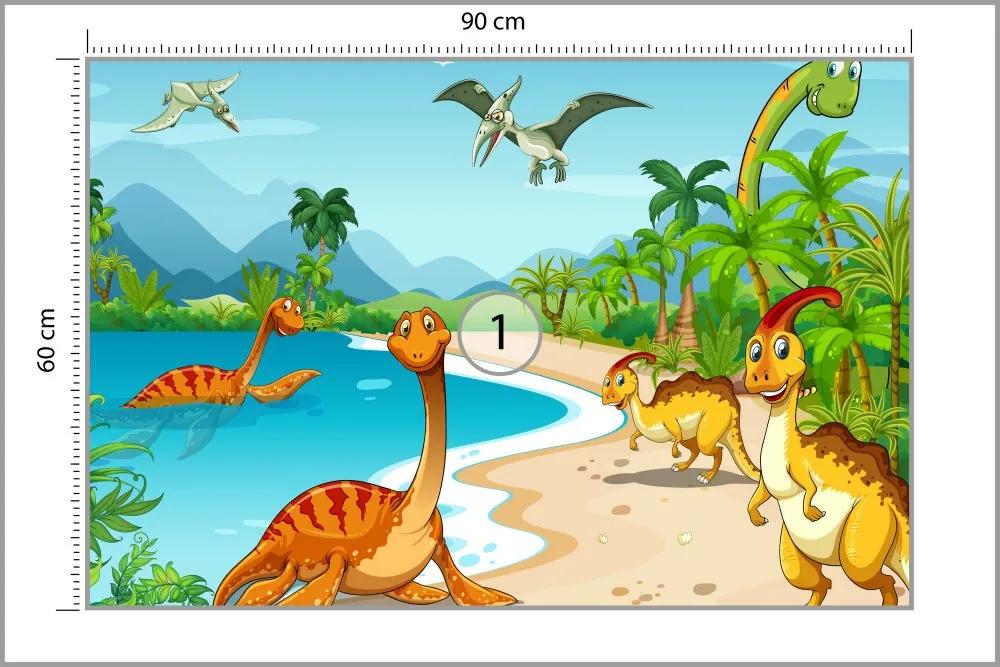 Fototapeta Dinosauři Na Pláži Omyvatelný vlies 254x184