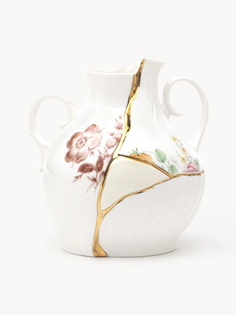 Váza z kostního porcelánu Fine Bone China Kintsugi