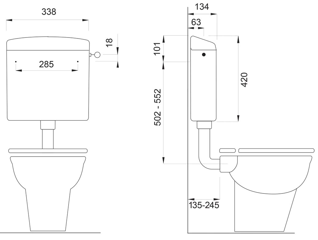CREAVIT CREAVIT, WC kombi, dvoutlačítko 4,5/6l, spodní odpad, bílá, TP3406