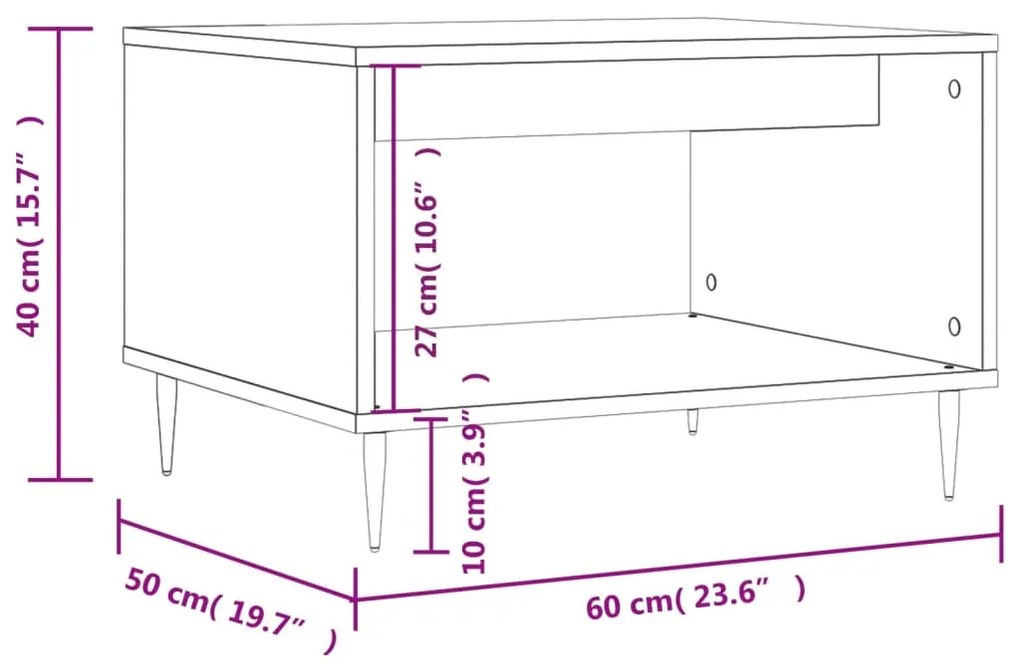 Konferenční stolek bílý 60 x 50 x 40 cm kompozitní dřevo - Default Title