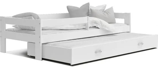Dětská postel HUGO P2 190x80 s přistýlkou BÍLÁ-BÍLÁ