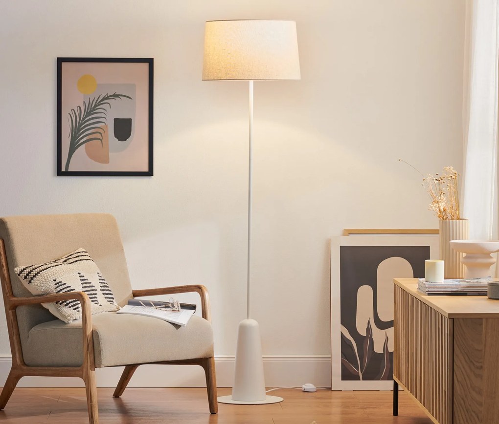 Tchibo - Stojací lampa s textilním stínítkem, bílá