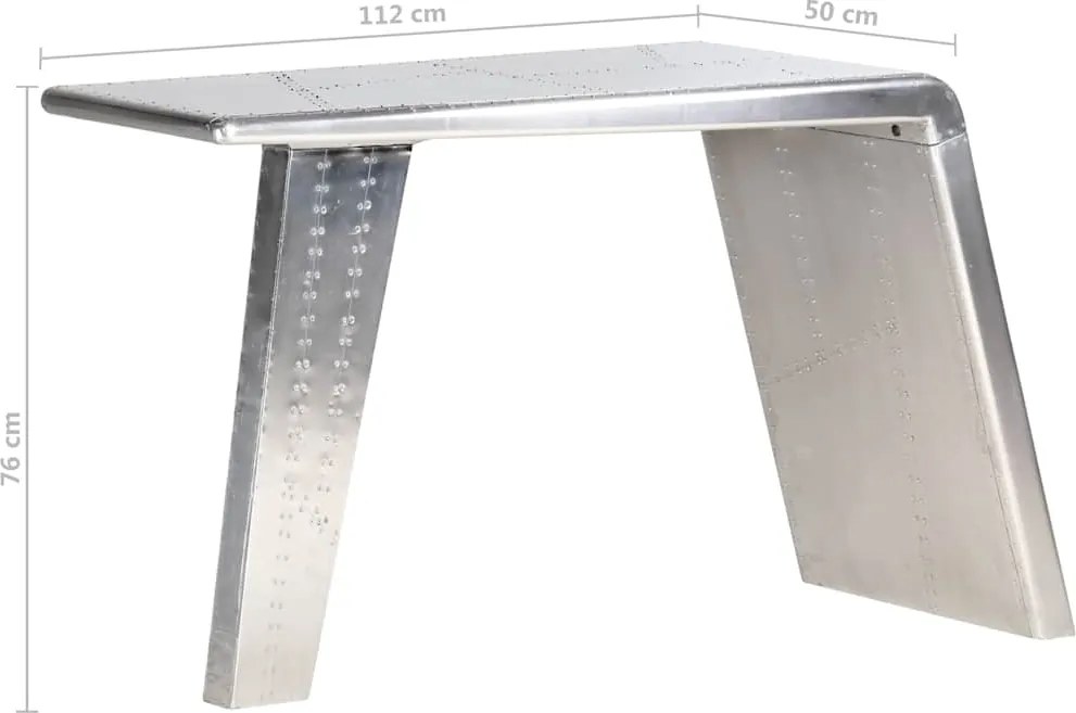 Letecký psací stůl stříbrný 112 x 50 x 76 cm kov 284414