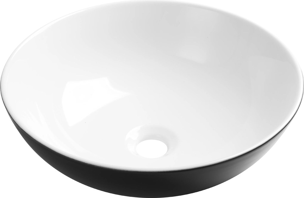 Invena Tinos, keramické umyvadlo na desku 39,5x39,5x13,5 cm, černá-bílá, INV-CE-43-041-C