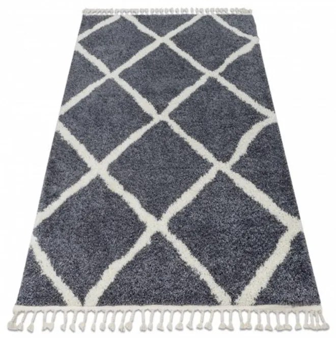 Kusový koberec Shaggy Cross šedý 60x300cm