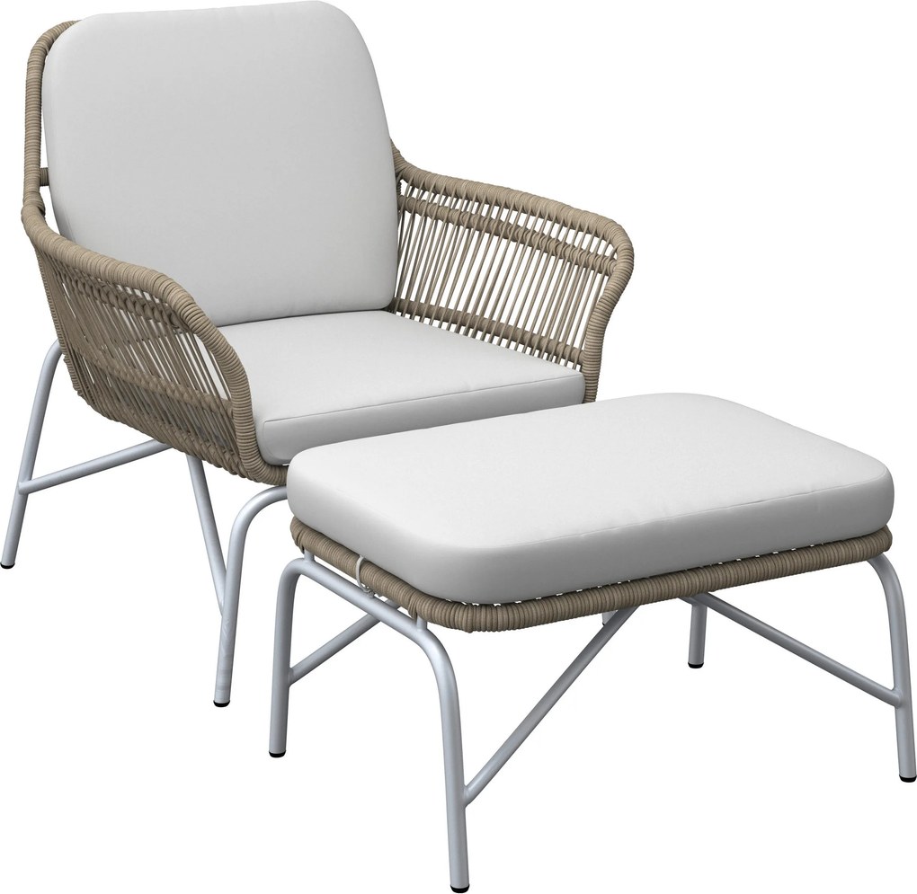 XXXLutz RELAXAČNÍ KŘESLO S TABURETEM, kov, textil Ambia Garden - Zahradní křesla - 001851001215