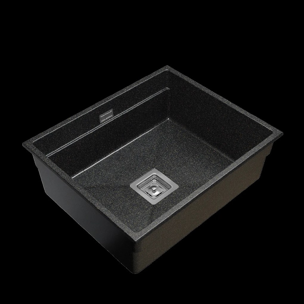 Gamma Decor 6050, 1-komorový granitový dřez 600x500x220 mm, černá se zlatými body, GMA-ZLE000112