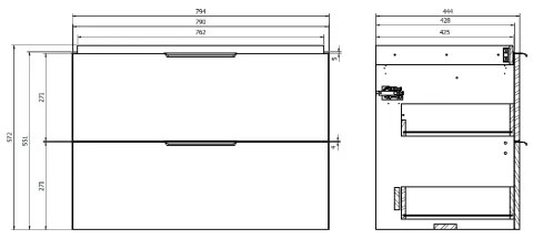 Cersanit S598-047-DSM - Závěsná koupel. skříňka pod umyvadlo MALIKA 80x45 cm dub