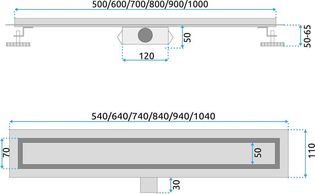 Rea Neox, odtokový sprchový žlab 60 cm, broušená ocel, REA-G2501