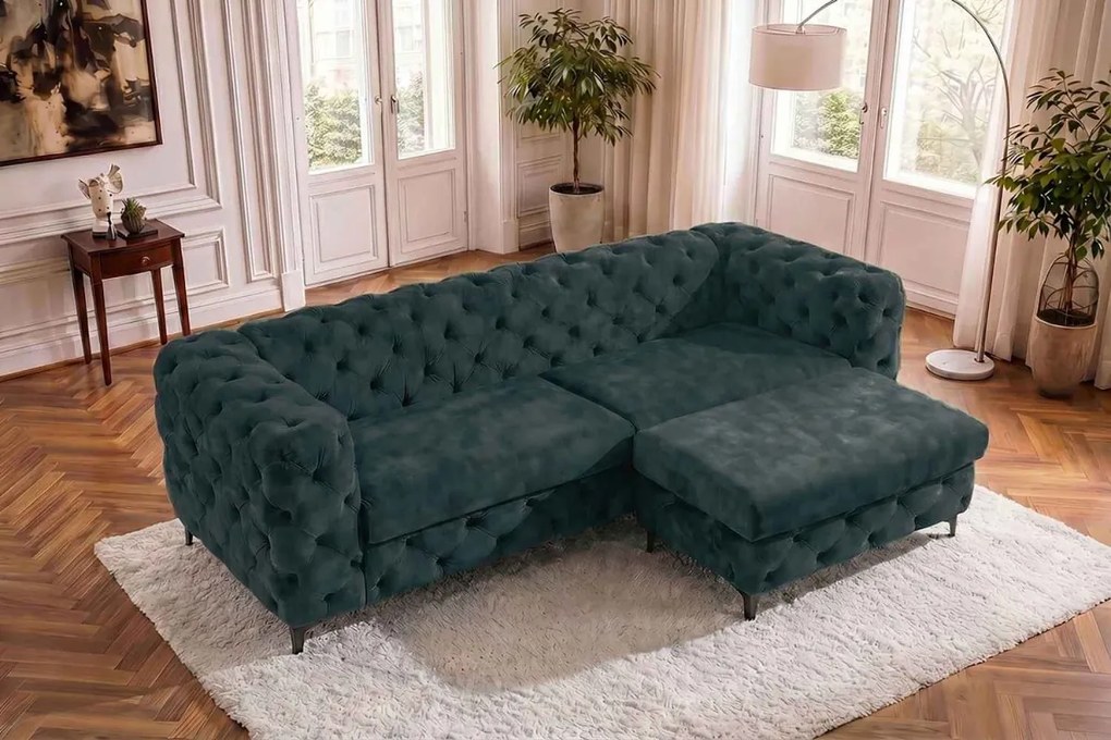 Designová sedačka Rococo 235 cm petrolejový samet