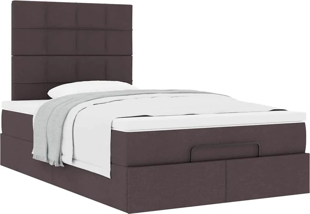 Osmanský rám postele s matrací tmavě hnědá 120x190cm textil 3313143