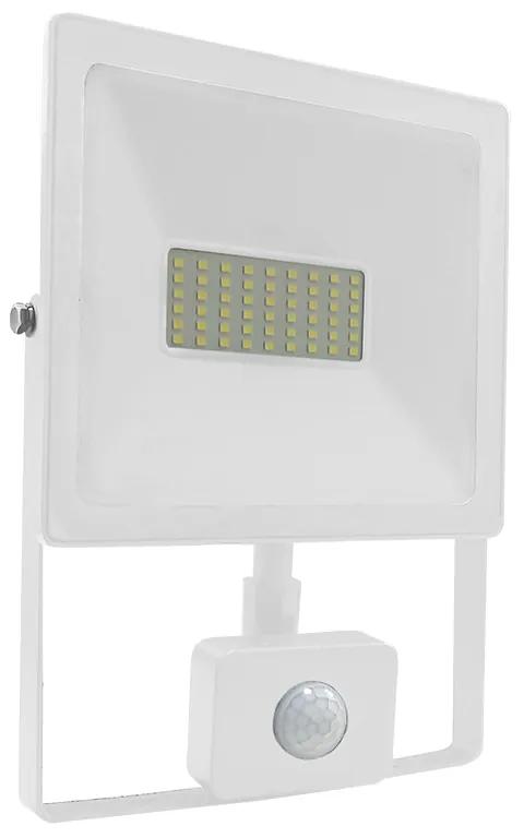 ACA Lighting LED venkovní reflektor Q 50W/230V/3000K/4000Lm/110°/IP66, pohybový senzor, bílý