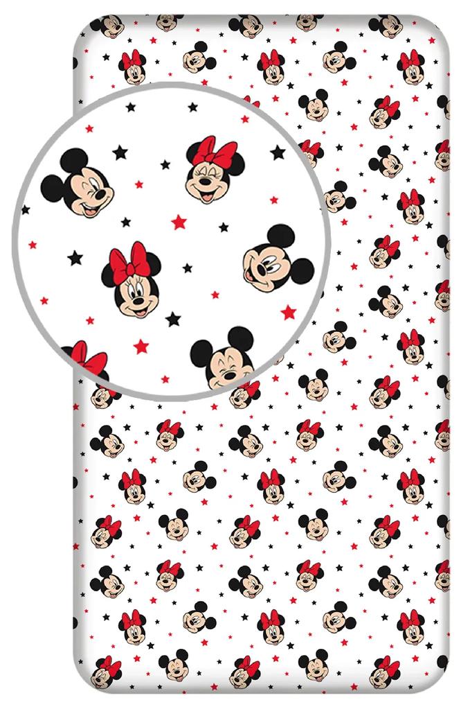 Jerry Fabrics Bavlněné napínací prostěradlo 90x200 + 25 cm -  Mickey and Minnie "Stars"