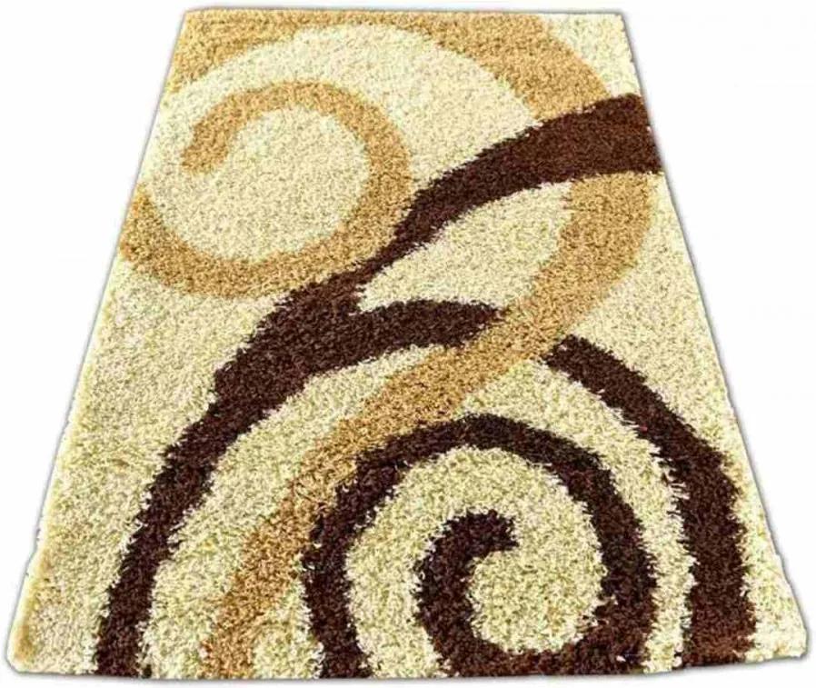 Kusový koberec Shaggy vlas 50 mm Spiral krémový, Velikosti 120x170cm
