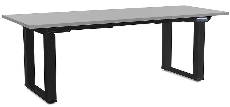 Výškově nastavitelný stůl OfficeTech Strong 200 x 80 cm, černá podnož, světle šedá