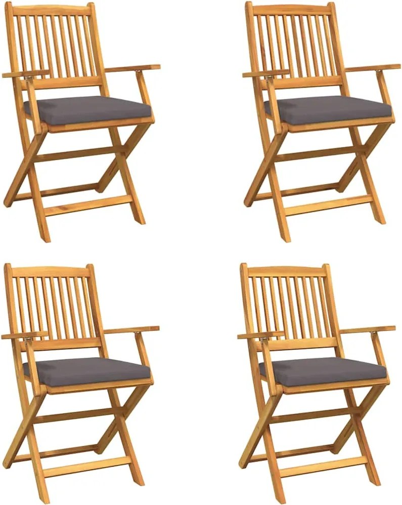 Skládací židle 4 ks Šedá Masivní akáciové dřevo 3329124