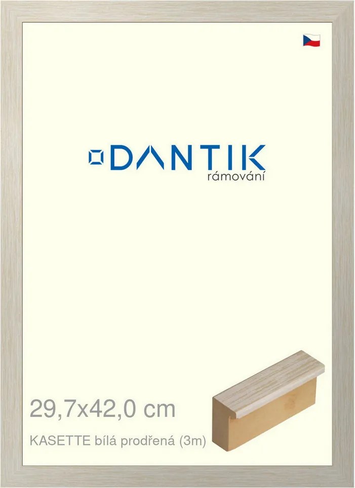 DANTIK rámeček 29,7x42 | KASSETTE bílá prodřená (Plexi Čiré)