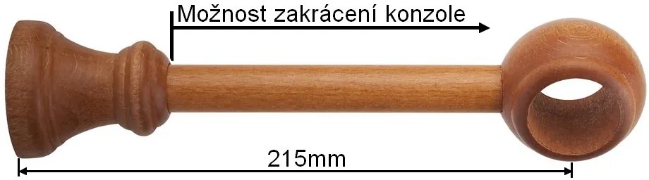GARNÝŽE-HEBR Garnýž dřevěná třešeň jednoduchá 360 cm