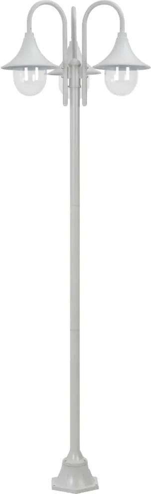Zahradní sloupová lampa 3 ramena - hliník - bílá | 220 cm