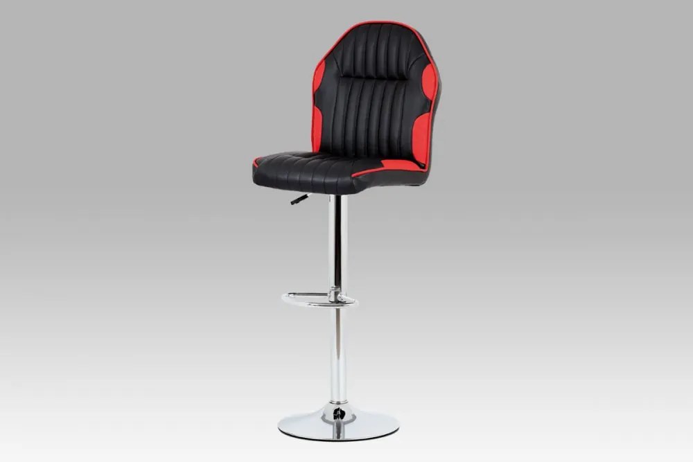 Barová židle AUB-610 RED koženka černá + červená / chrom Autronic