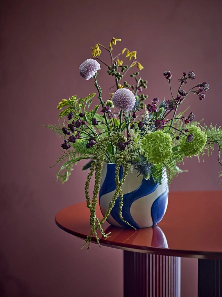 Bloomingville Obal na květiny Romy Blue, modrá barva, keramika