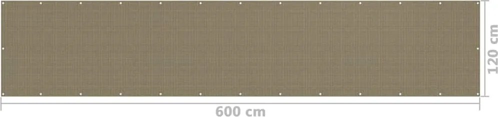 Balkonová zástěna taupe 120 x 600 cm HDPE 310967
