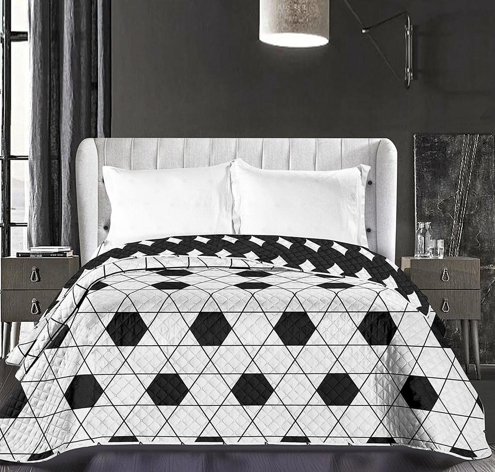 Oboustranný přehoz na postel DecoKing černo-bílý vzorek