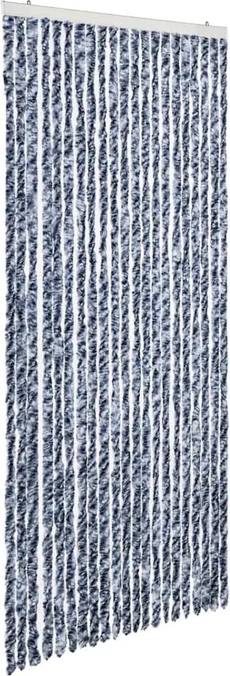 Závěs proti hmyzu modrý, bílý a stříbrný 90 x 220 cm Chenille 284274