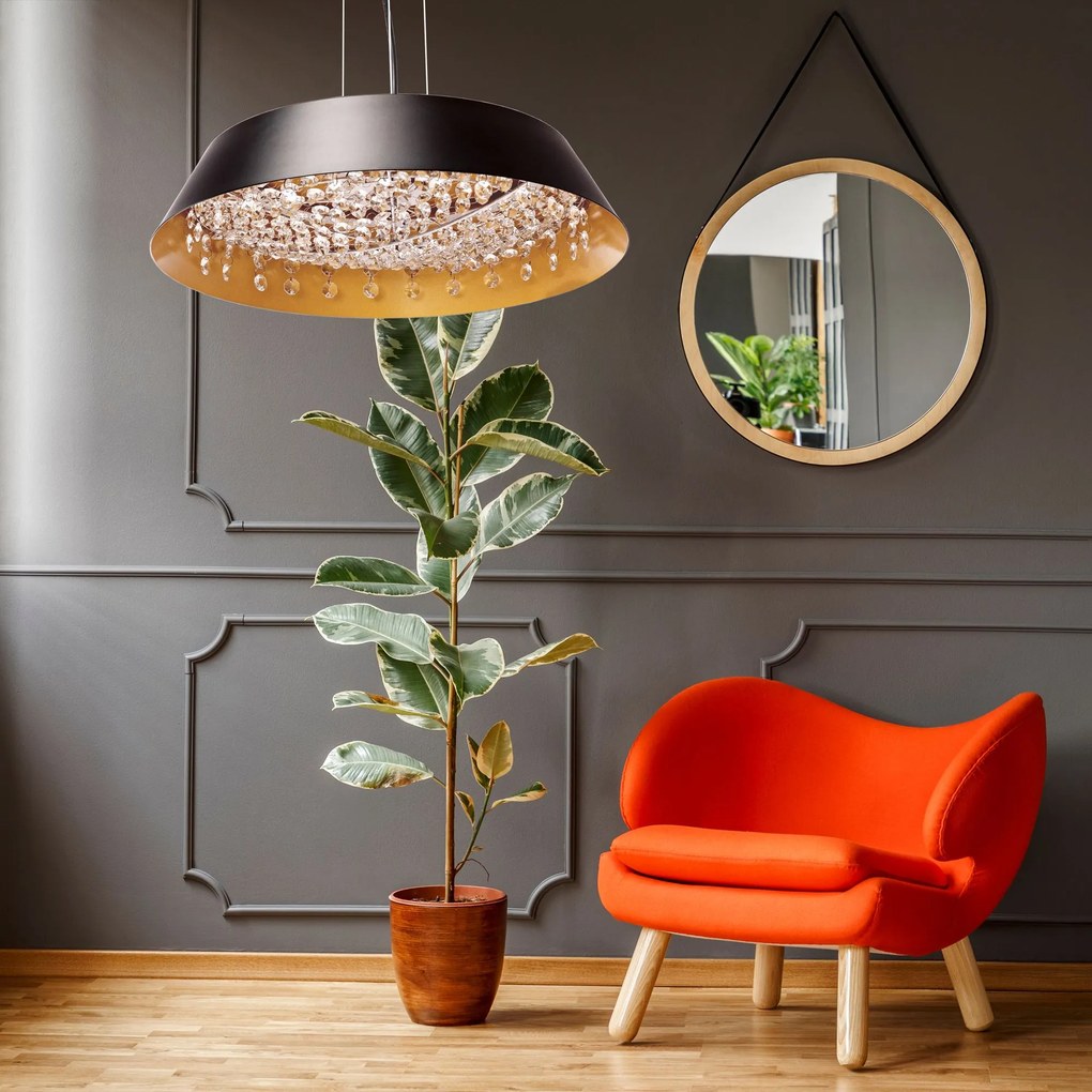 Toolight, LED závěsné svítidlo Cristal 20W APP1028-CP, černá, OSW-01233