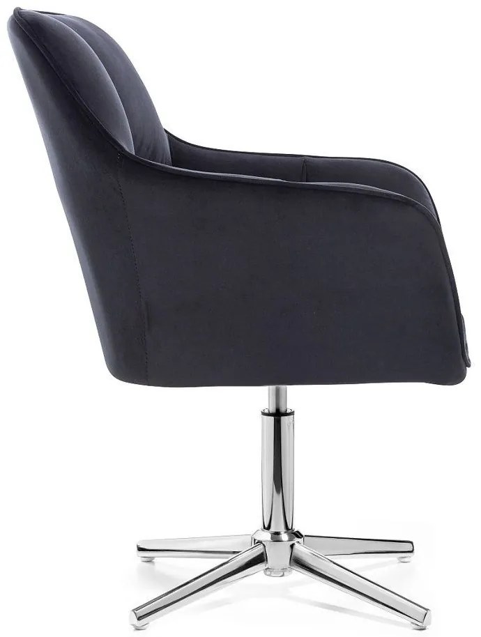 LuxuryForm DESIGN Otočné křeslo AMALFI VELUR na stříbrném kříži - černé