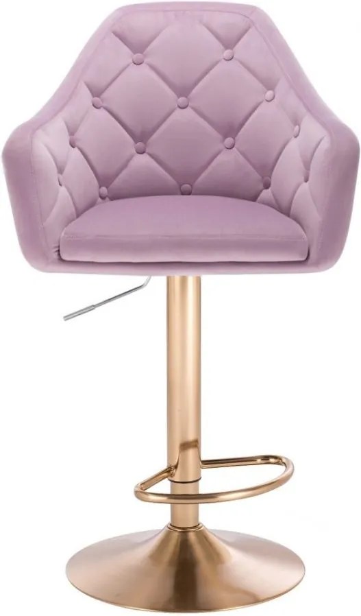 LuxuryForm DESIGN Barová židle ANDORA VELUR na zlaté kulaté podstavě - levandule