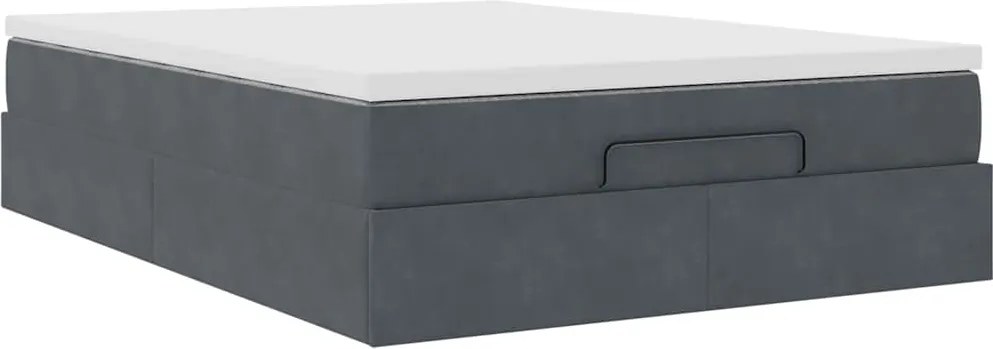 Osmanský rám postele s matrací tmavě šedá 140x190cm samet 3311184
