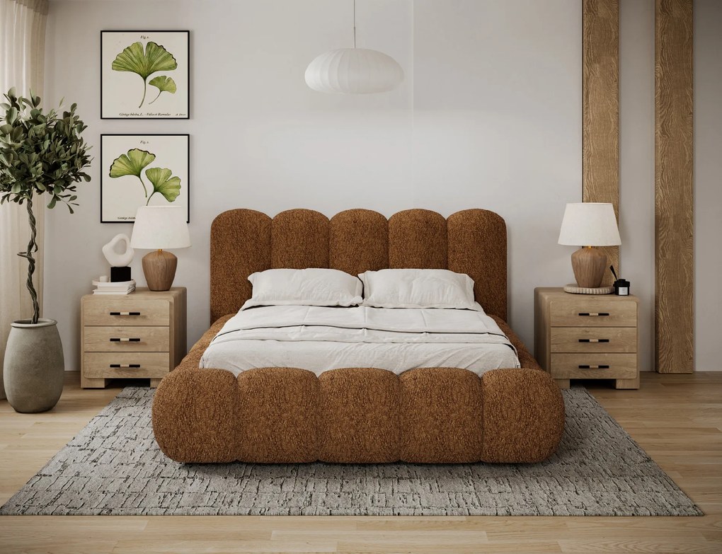 Postel Oloroso 180x200 s kovovým roštem a úložným prostorem, hnědý ženyl