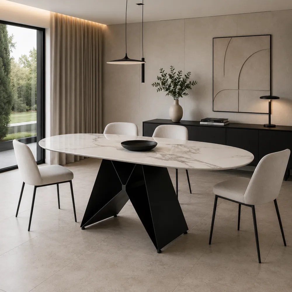 Jídelní stůl CALACATTA IMPERIALE – 201,5 × 90 cm, keramická deska 12 mm
