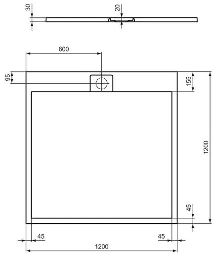 Ideal Standard i.Life Sprchová vanička litá 120 x 120 cm, úhlově černá T5242FV