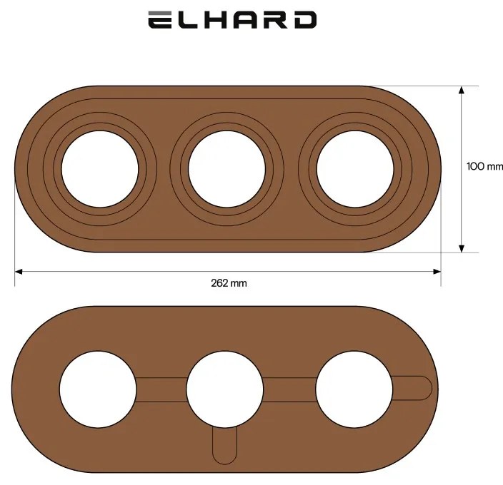 Elhard Nástěnný kulatý dřevěný trojrámeček, tmavé dřevo KN5003D