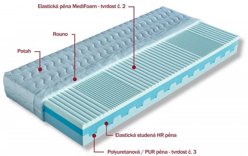 Pěnová sendvičová matrace DITA Dřevočal 80 x 195 cm Medicott