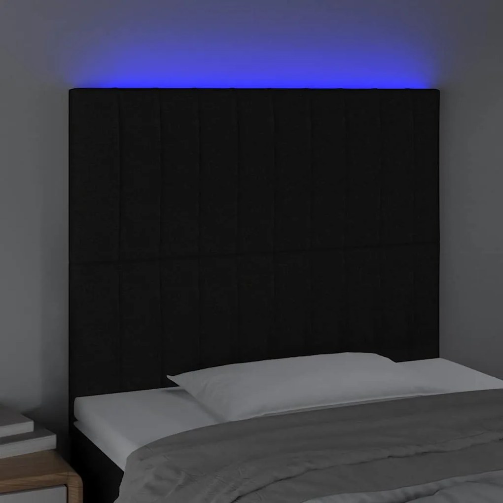 Čelo postele s LED černé 100x5x118/128 cm textil 3122654