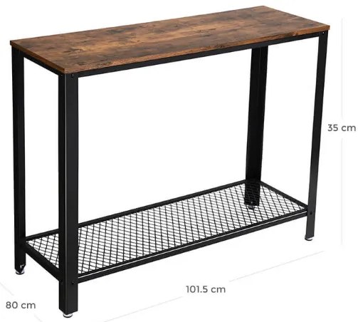 Vasagle Konzolový stolek 101,5x35x80 cm rustikální hnědá