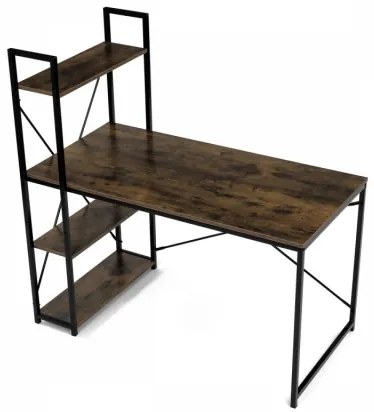 Pracovní stůl s regálem MDF dekor staré dřevo černý kov GD-520 OLW