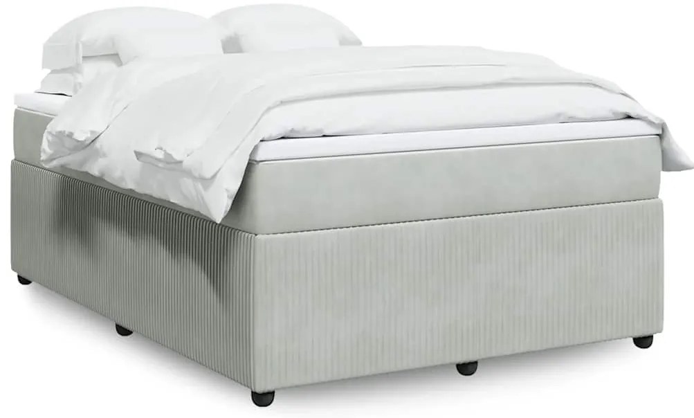 Box spring postel s matrací světle šedá 140x190 cm samet 3285638
