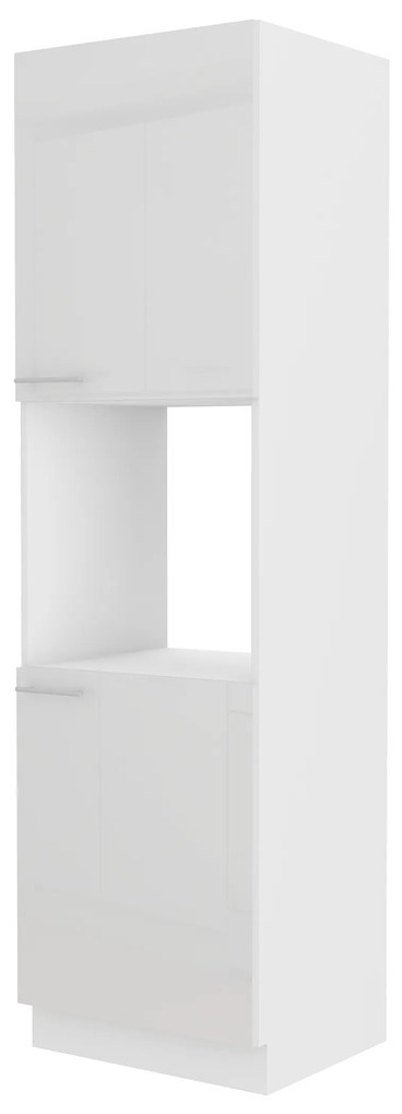 Potravinová kuchyňská skříňka na troubu Lavera 60 DP 210 2F (bílá + lesk bílý). 1032357