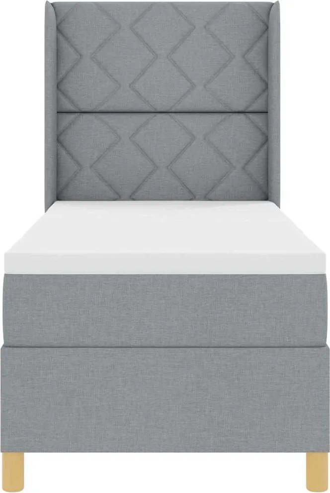 Postel s boxspringem s čelo Světle šedá 80 x 200 cm textil 3341861