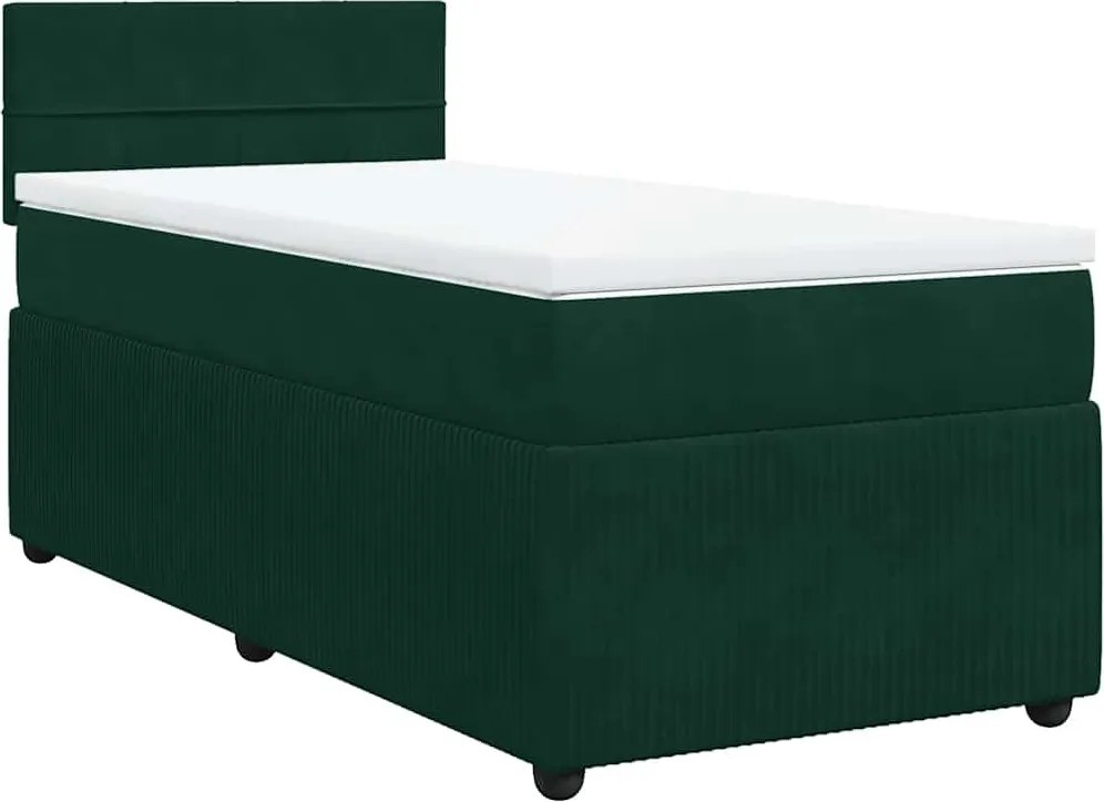 Box spring postel s matrací tmavě zelená 80 x 200 cm samet 3287599