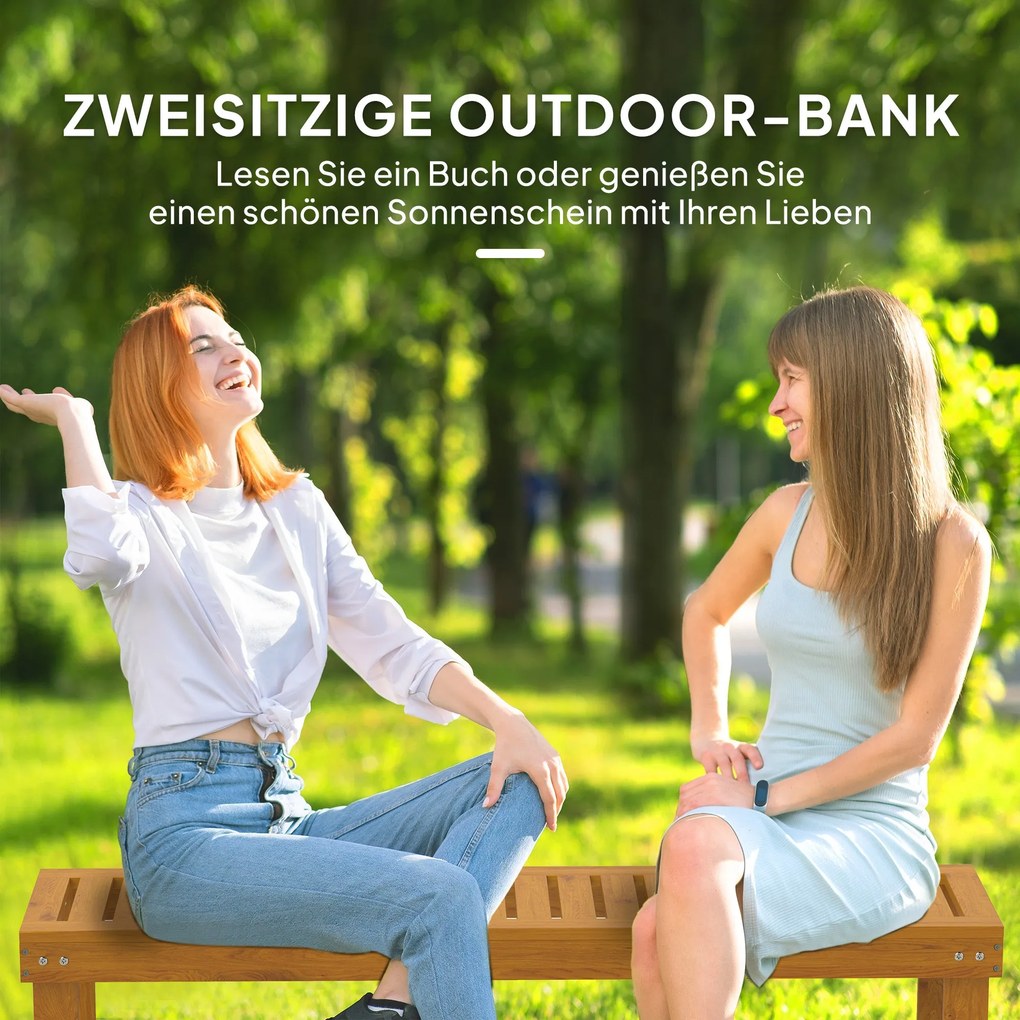 Outsunny Zahradní lavice pro 2 osoby, Voděodolná dřevěná lavice, Parková lavice s nosností 300 kg a žebrovaným sedákem, Zahradní nábytek, Lavice do z…
